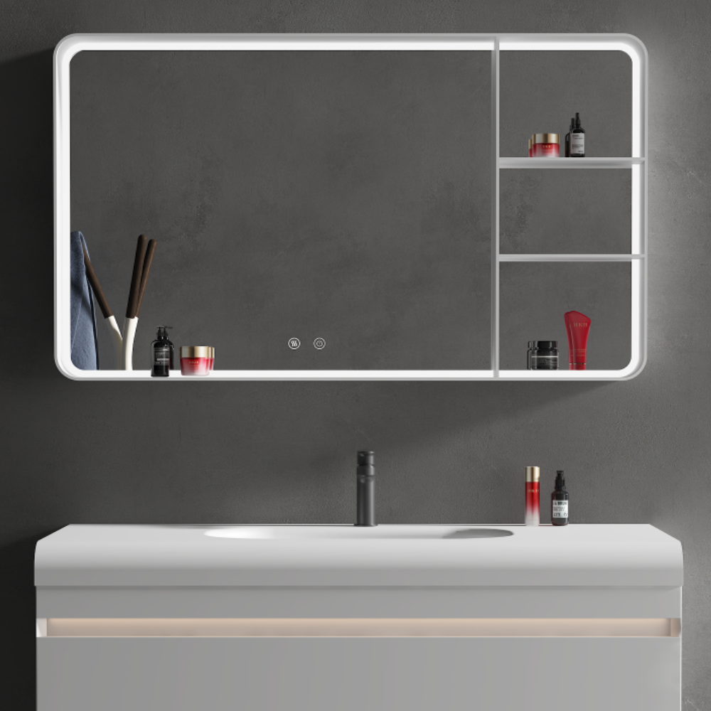 ARION Rectangular Artificial Stone Framed LED Mirror – Custom LED Mirror
