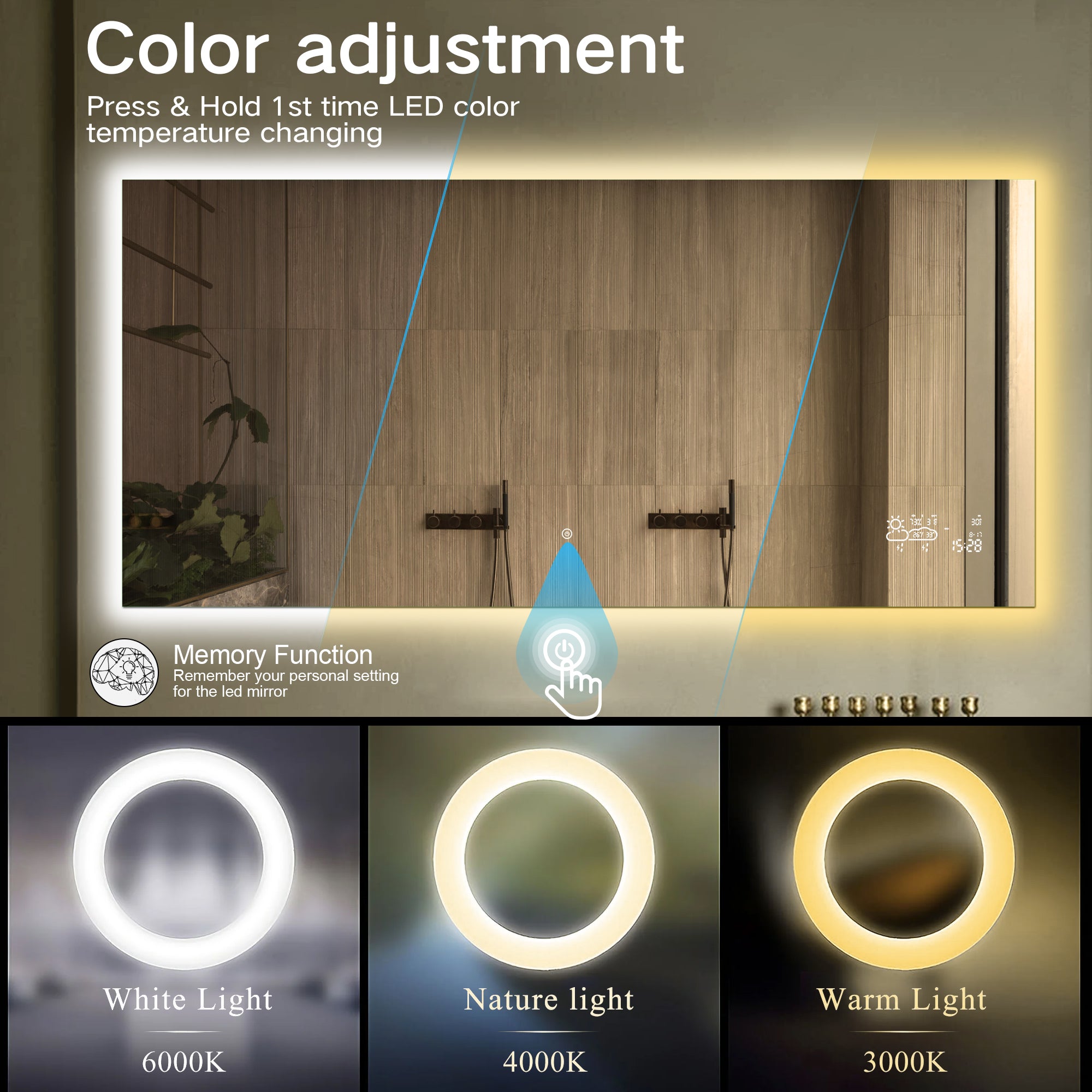 CRYSTAL Rectangular Frameless Custom LED Mirror with Backlight