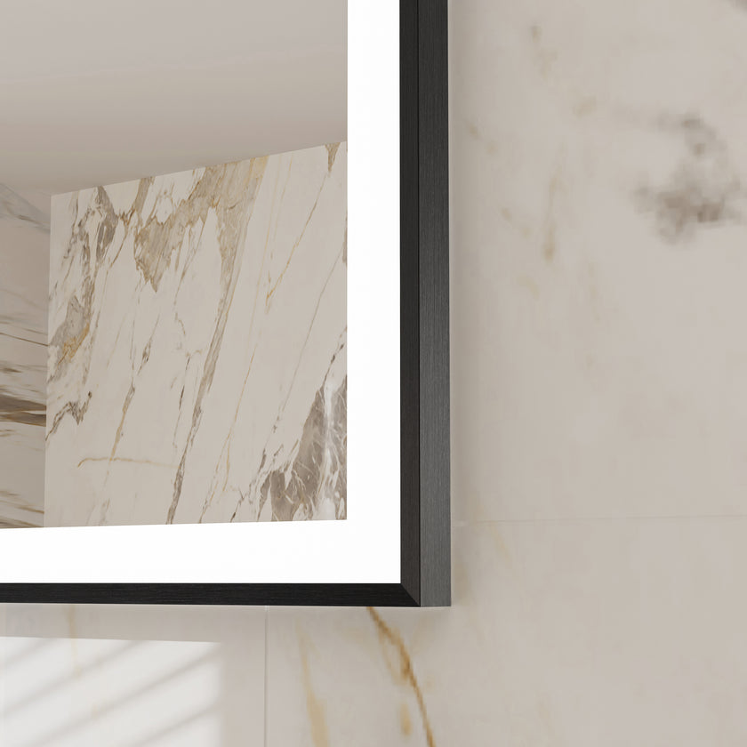 Rectangular Metal Black Framed Custom LED Mirror - 5