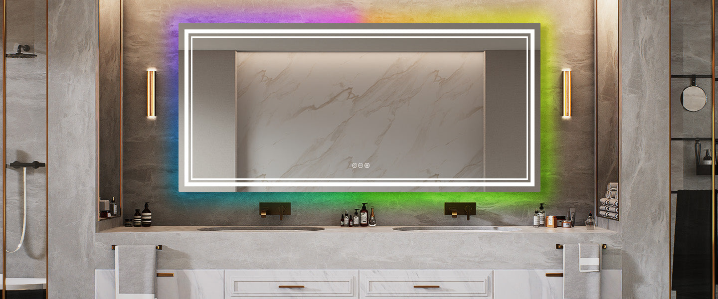 AURA Rectangular Frameless RGB Custom LED Mirror